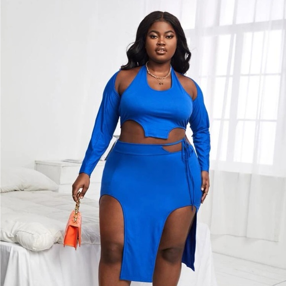 SHEIN | Other | Plus Size Backless Tie Skirt And Top | Poshmark